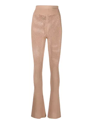 ANDREĀDAMO Perforated Knit Flared Trousers - Neutrals