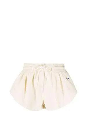 MSGM Logo-embroidered Cotton Track Shorts - Neutrals