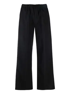Aspesi Poplin Wide-leg Trousers - Black