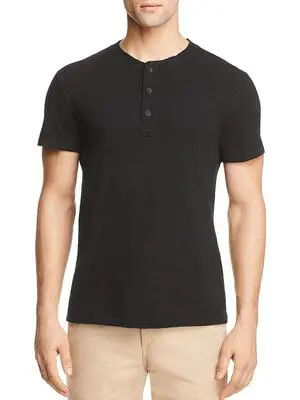 Rag & Bone Short Sleeve Henley - Jet Black