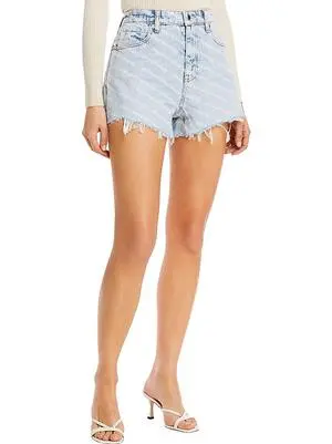 Alexander Wang Alexanderwang.t Bite High Rise Denim Shorts Pebble Bleach