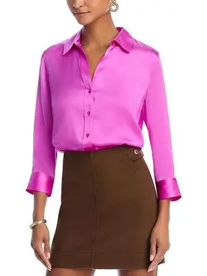 L'Agence L'AGENCE Dani Silk Charmeuse Blouse Bright Purple