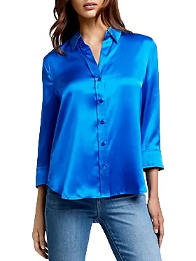L'Agence L'AGENCE Dani Silk Charmeuse Blouse Electric Blue