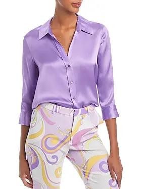 L'Agence L'AGENCE Dani Silk Charmeuse Blouse Orchid