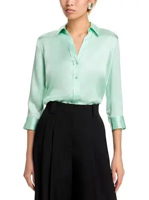 L'Agence L'AGENCE Dani Silk Charmeuse Blouse Pale Jade