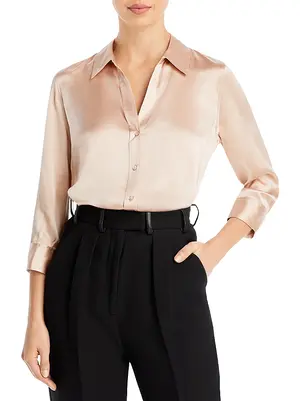 L'Agence L'AGENCE Dani Silk Charmeuse Blouse Petal