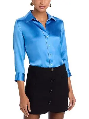L'Agence L'AGENCE Dani Silk Charmeuse Blouse Regatta Blue
