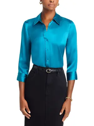 L'Agence L'AGENCE Dani Silk Charmeuse Blouse Seaport