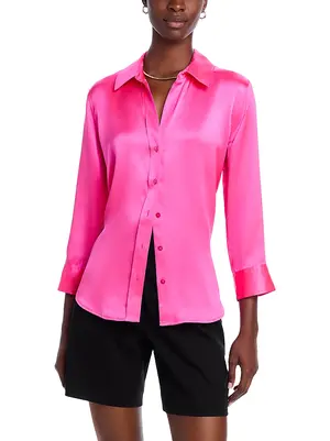 L'Agence L'AGENCE Dani Silk Charmeuse Blouse Shocking Pink