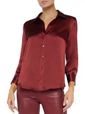 L'Agence L'AGENCE Dani Silk Charmeuse Blouse Syrah