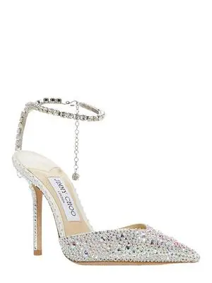 JIMMY CHOO Saeda 100 Embellished Pumps - Ivory