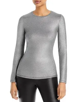 Majestic Filatures Metallic Fitted Top - Anthracite Chine