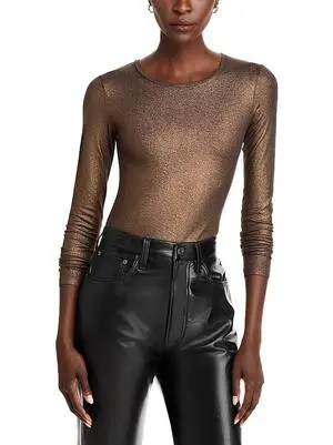 Majestic Filatures Metallic Fitted Top Chocolate