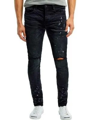 PURPLE BRAND Paint Splatter Skinny Jeans - Black Resin