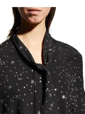Libertine Longfellows Light Of Stars Silk Neck-tie Blouse - Black
