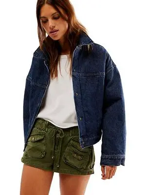 Free People Waimea Slouchy Solid Shorts - Kelp