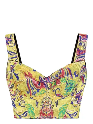 Dolce & Gabbana Paisley-print Silk Crop Top - Yellow