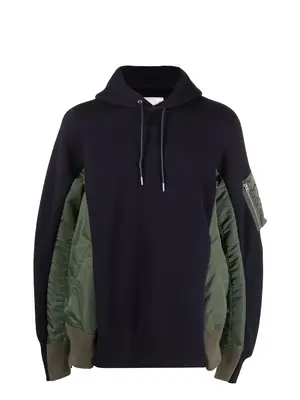 Sacai Bomber Jacket Panelled Hoodie - Blue