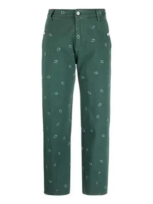 Kenzo Paisley-print Cropped Trousers - Green
