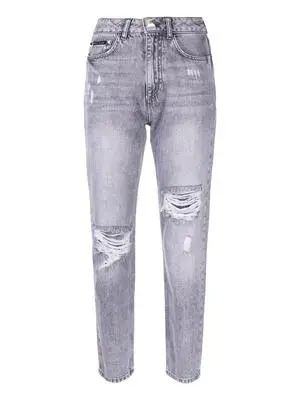 Philipp Plein Ripped Cropped Jeans - Grey