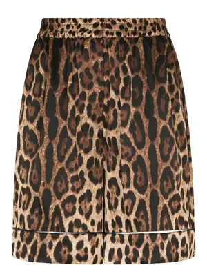 Dolce & Gabbana Leopard-print Silk Shorts - Brown