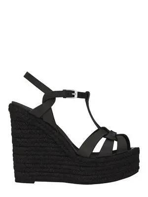 Saint Laurent Tribute Espadrille Wedge Heels - Black