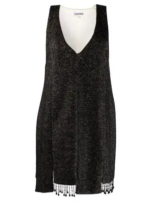 GANNI Beaded Step-Hem Shift Dress