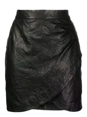 Zadig&Voltaire Wrapped Leather Mini Skirt - Black