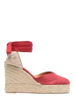 CastaÑer Tie-detail Platform Espadrilles - Red