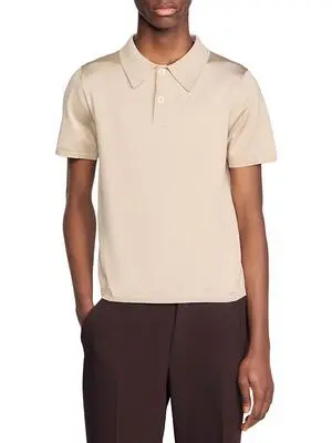 Sandro Pablo Slim Fit Knit Polo Shirt - Oats