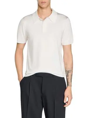 Sandro Pablo Slim Fit Knit Polo Shirt - White