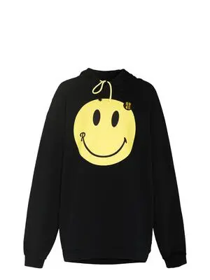 Raf Simons X Smiley Oversized Distressed Hoodie - Black