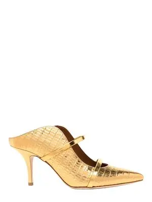 MALONE SOULIERS Maureen Crocodile-effect Mules - Gold
