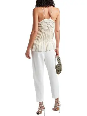 IRO PARIS Surry Ruched Metallic Crepe Camisole - Gold