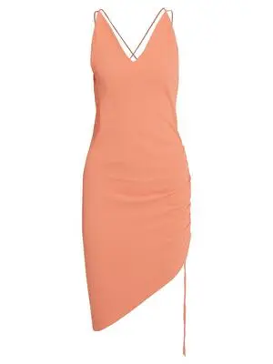 IRO PARIS Clody Asymmetric Ruched Crepe Mini Dress - Peach