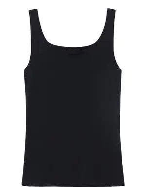 Lafayette 148 New York Mesh Jersey Scoop Neck Tank Top - Black