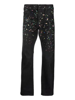 COUNTY OF MILAN Marcelo Burlon Paint-splatter Straight-leg Jeans - Black