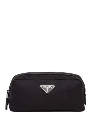 Prada Logo Plaque Wash Bag - Black