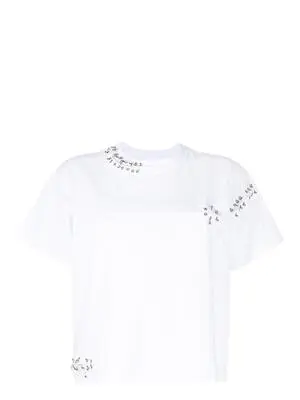 Sacai Piercing Crew-neck Cotton T-shirt - White