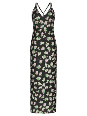 Natasha Zinko Floral-print Slip Dress - Black