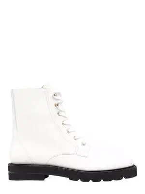 STUART WEITZMAN Lace-up Leather Boots - White