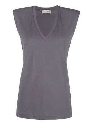 BLANCA VITA Sleeveless V-neck Top - Grey