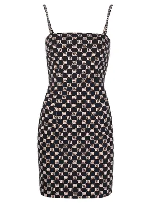MISBHV Monogram Fitted Dress - Black
