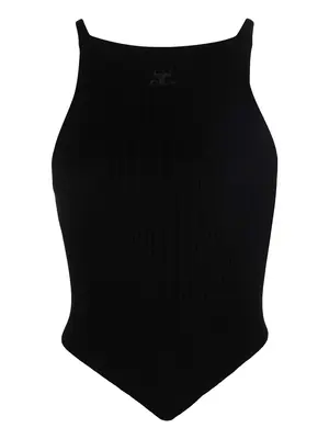 COURREGES Courrèges Mesh Tips Ribbed-Knitted Tank Top
