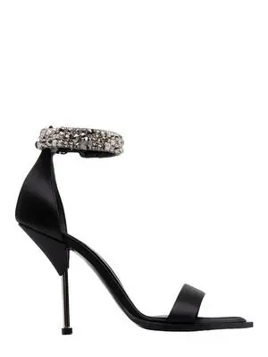 Alexander McQueen Satin-embellished Sandals - Black