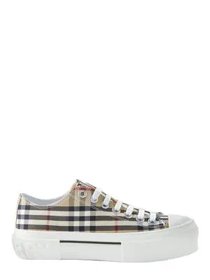 Burberry Checked Canvas Sneakers Neutrals