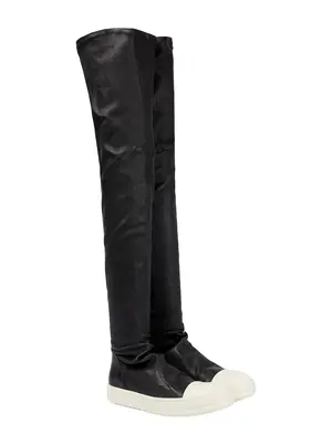 Rick Owens Stocking Over-the-knee Leather Boots - Black