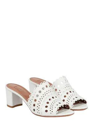 Alaïa Laser-cut Leather Mules - White