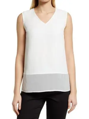 MING WANG Ming Wang Sheer Hem Crêpe De Chine Tank