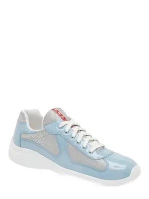 Prada Prada America’s Cup Leather Sneakers Celeste/ Argento